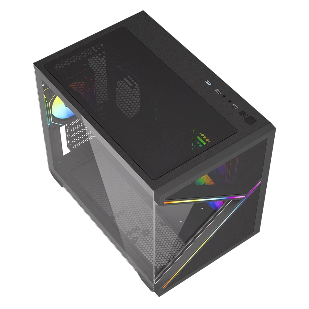 Vida Arcade Black ARGB Gaming Case w/ Glass Side & Glass/Mesh Front ...